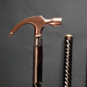 Personalized Solid Hammer Handle Walking Stick With Wooden Spiral Cane ...
