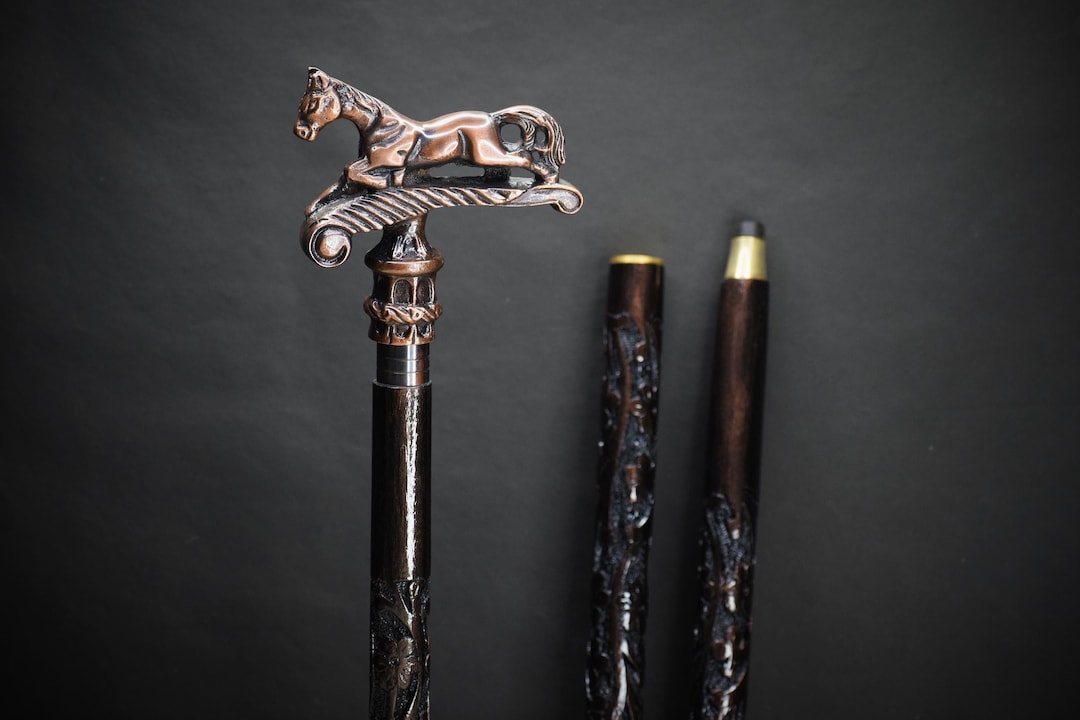 Personalized Horse Handle Walking Cane – Antique Copper Finish With ...