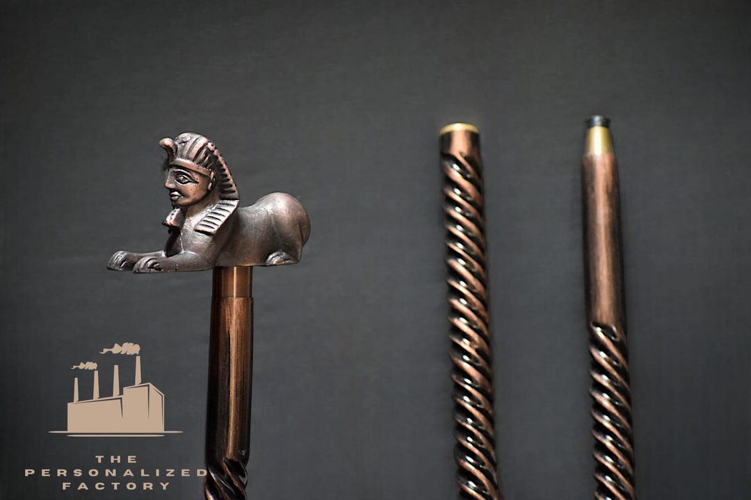 Handmade Wooden Walking Cane – Great Sphinx of Giza Handle in Solid ...