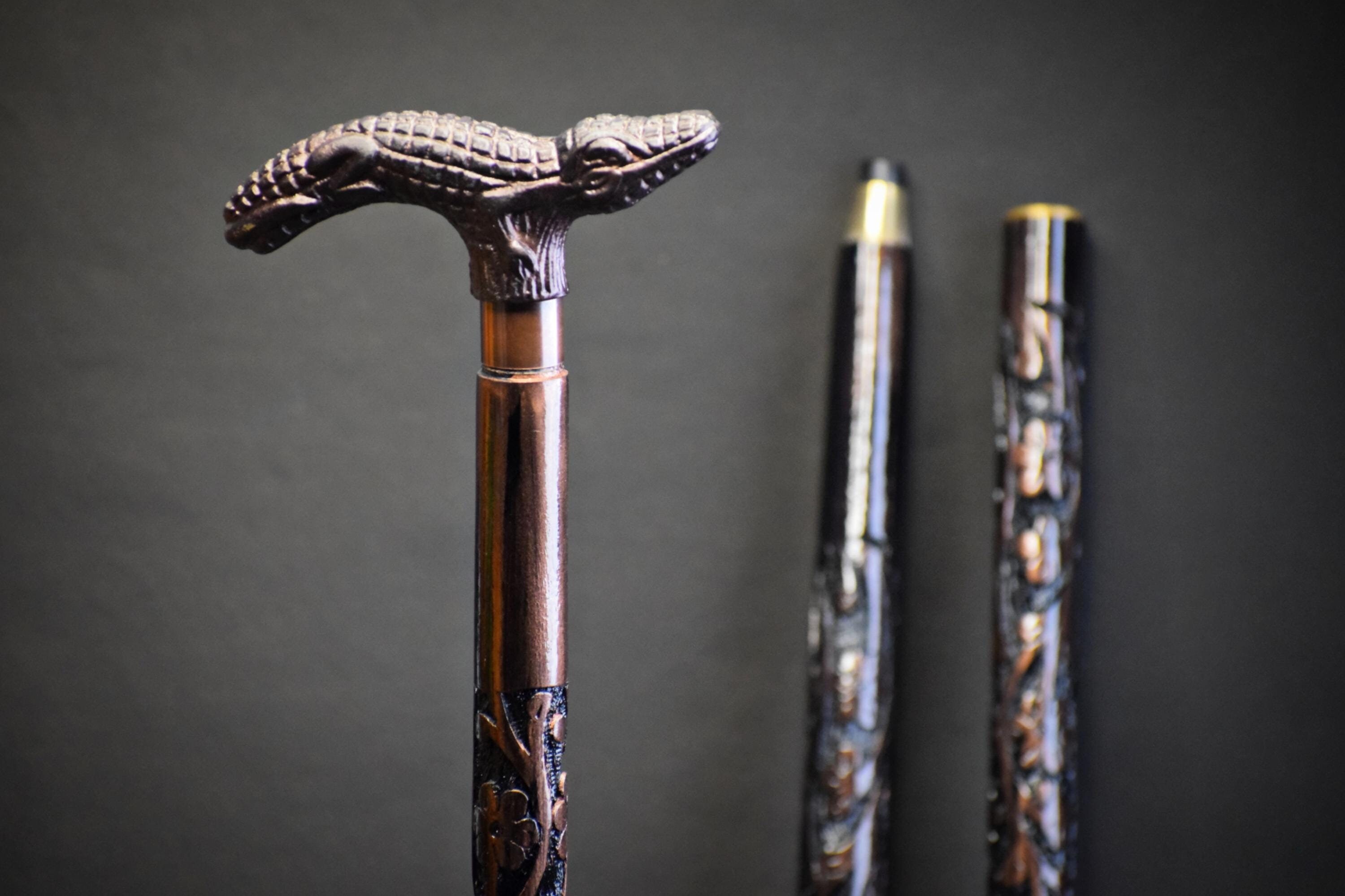 Personalized Crocodile Walking Stick | Unique Copper-finished Handmade ...