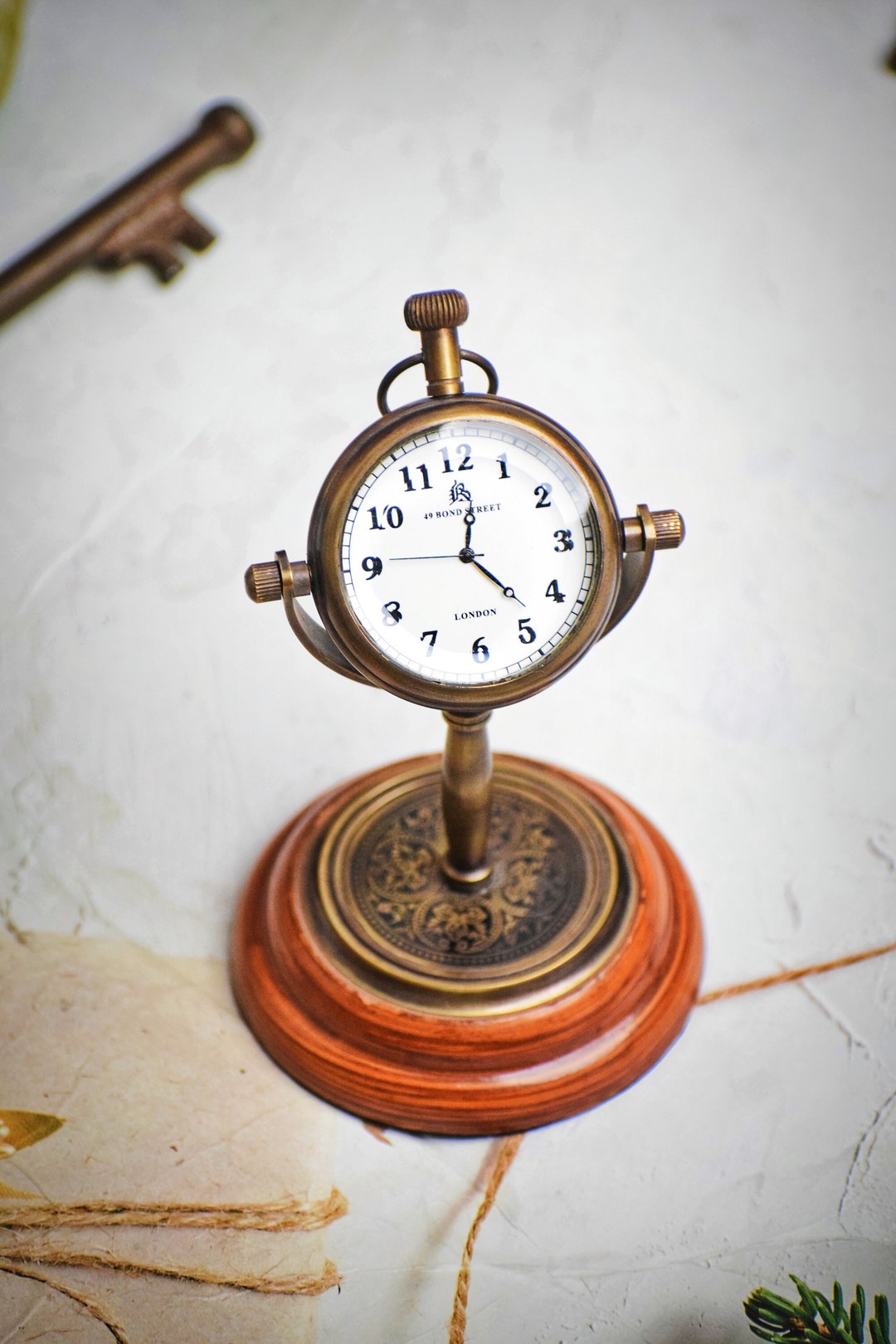 Personalized Brass Clock, Modern Desk Clock, Table Decor, Office Decor ...