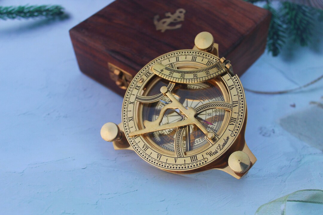 Brass Sundial Compass, Personalized Sundial Compass, 4 Inch Unique ...