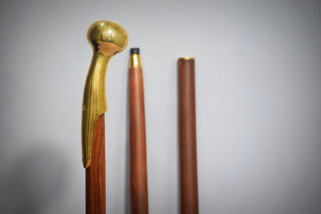 Personalized Solid Brass Hames Handle Walking Stick - Handmade Foldable ...