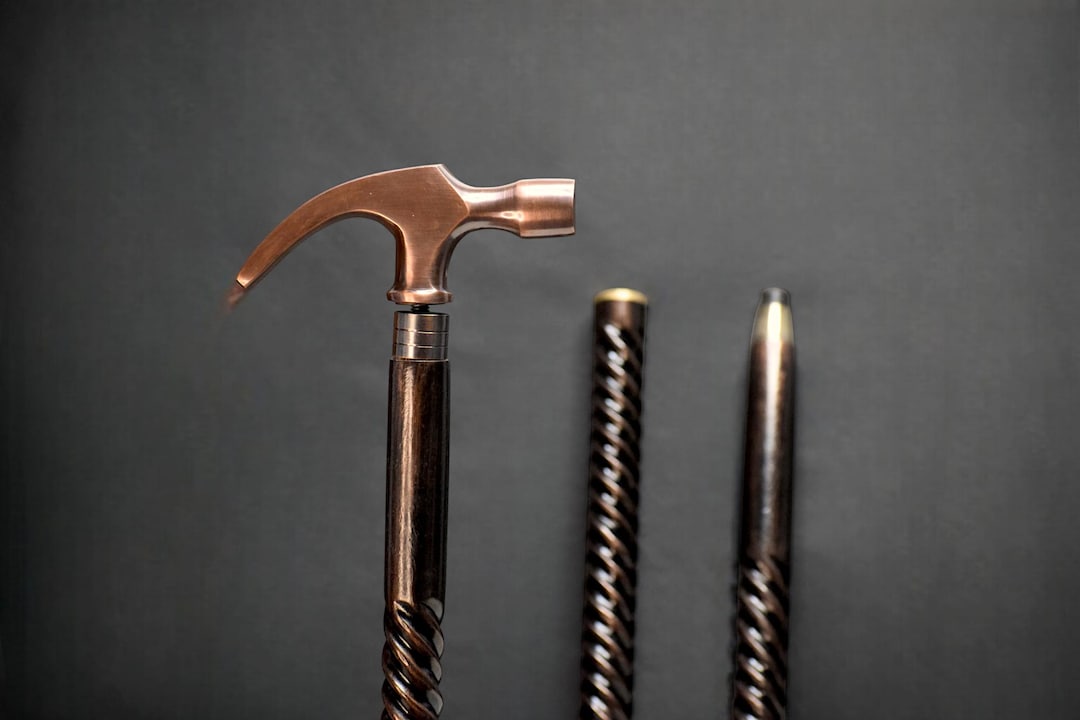 Personalized Solid Hammer Handle Walking Stick With Wooden Spiral Cane ...