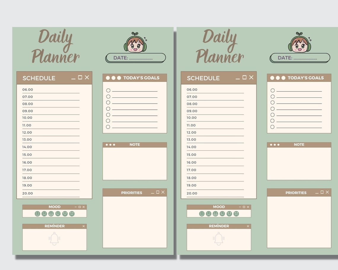 Daily Planner Work Day Schedule Printable Simple Design - Etsy