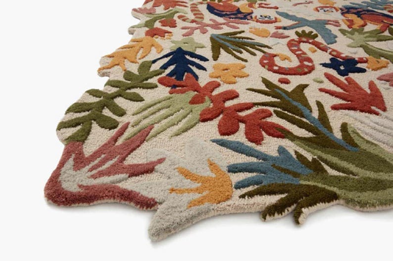 Floral Snake and Monkey Rug Eco-friendly Design, Animal Printed Rug for ...