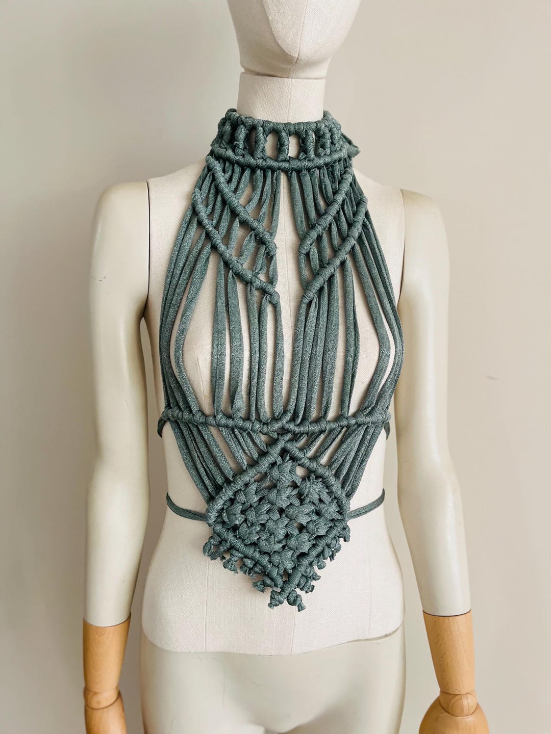 Macramé Body Necklace. Stylish Handmade. Halter Top. Versatile and ...