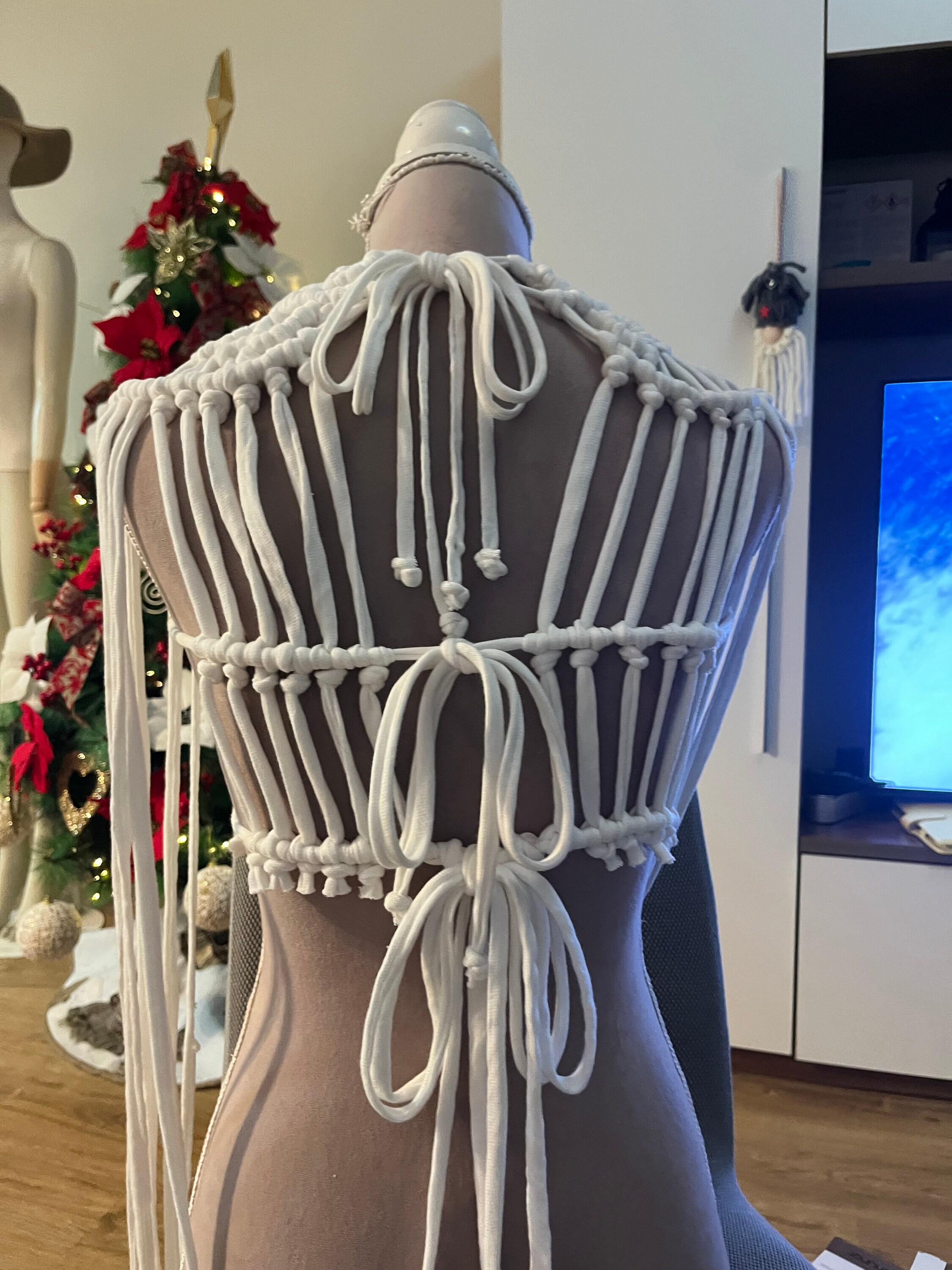 Crop Top, Macramé Top, Festival Top in Recycled T-shirt Fabric, Luxe ...