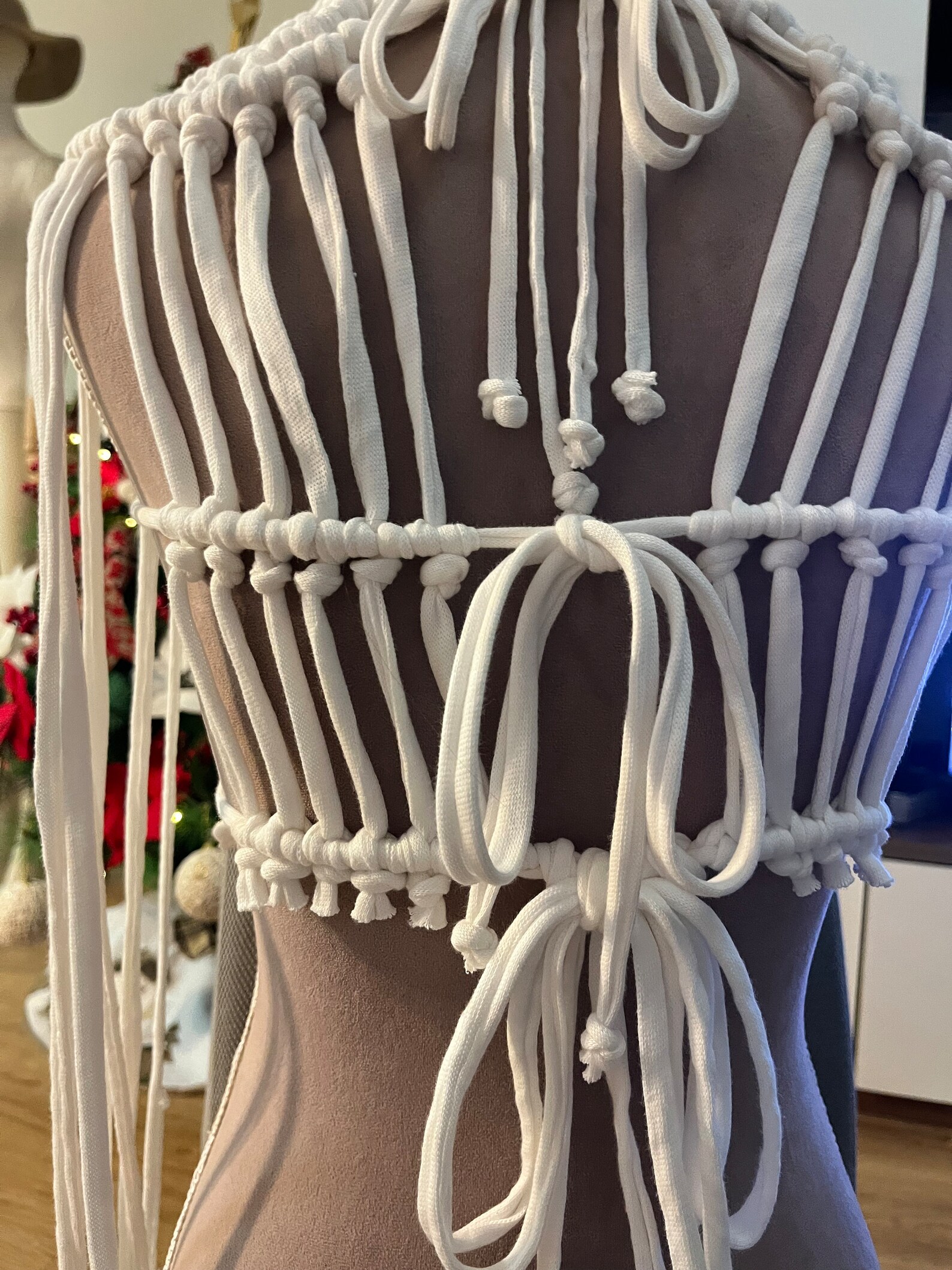 Crop Top, Macramé Top, Festival Top in Recycled T-shirt Fabric, Luxe ...