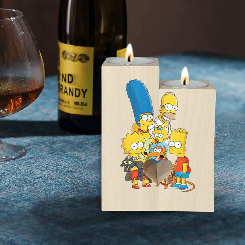 Simpsons Family Candle Holder Wooden Heart Birthday Gifts Valentines ...