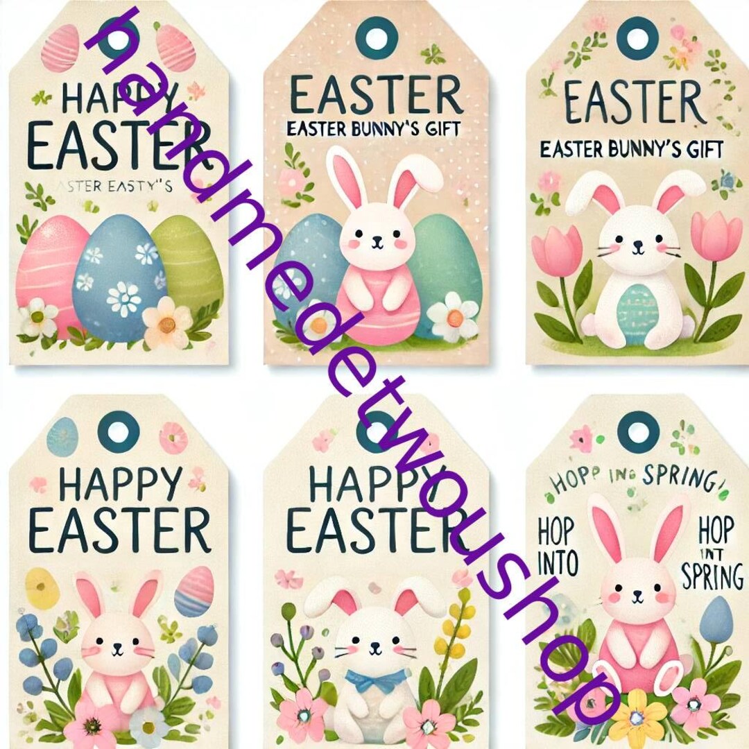 Easter Gift Tags Printable Set Pastel Easter Eggs Bunnies Floral ...