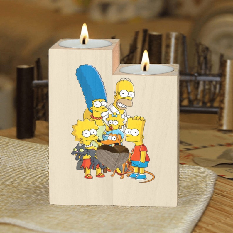 Simpsons Family Candle Holder Wooden Heart Birthday Gifts Valentines ...