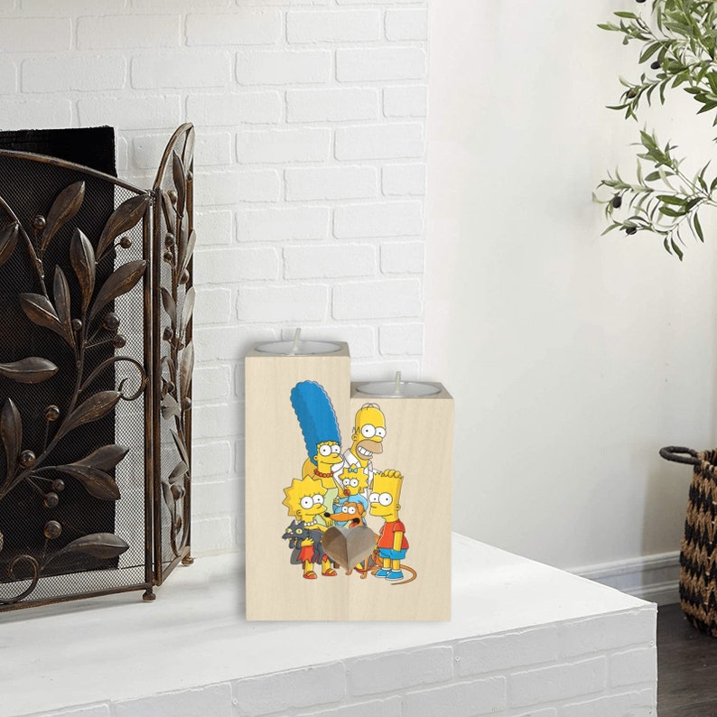Simpsons Family Candle Holder Wooden Heart Birthday Gifts Valentines ...