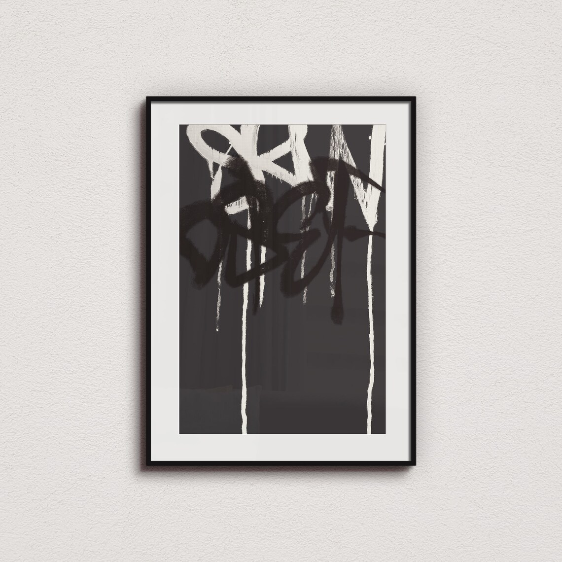 Black and White Graffiti Art Print: Minimalist Urban Wall Decor ...