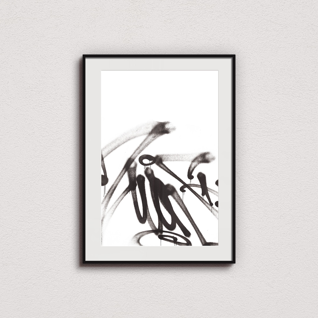 Minimalist Black Graffiti Art Print: Abstract NYC Street Style (digital ...