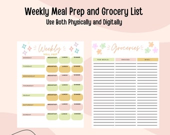 Weekly Meal Planner Pastel Pink - Etsy