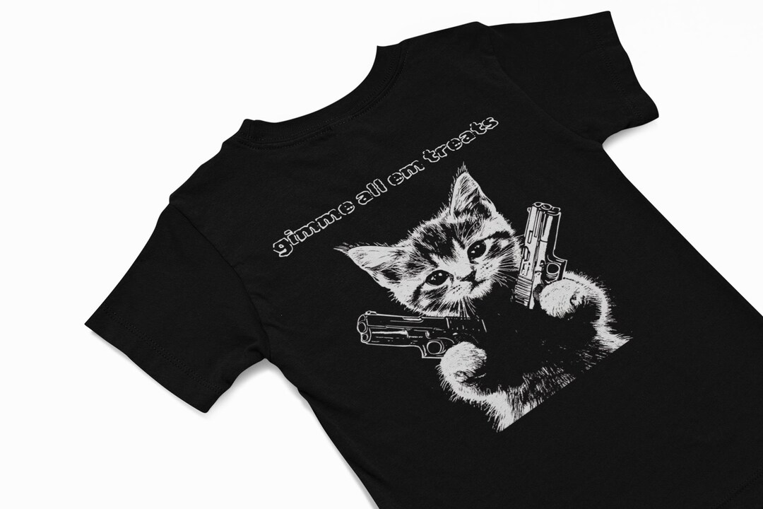 Funny Cat With Guns T-shirt, Cute Cat Humour Quote Shirt, Cat Lover Tee ...