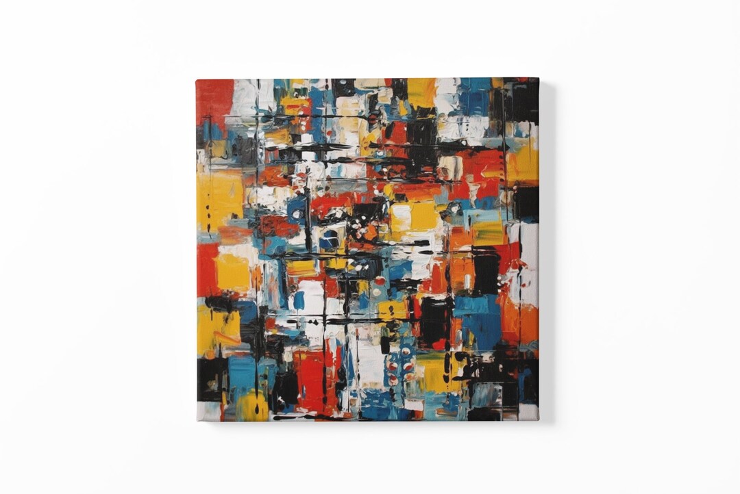 Cubism Modern Abstract Orange Red Black and Blue Art Print, Bold ...