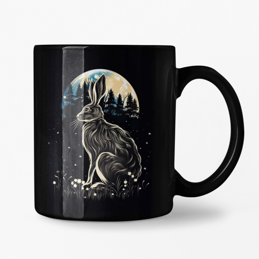 Moon Gazing Hare Mug, Wiccan Ostara Coffee Mug, Witchy Mug, Witchcraft ...