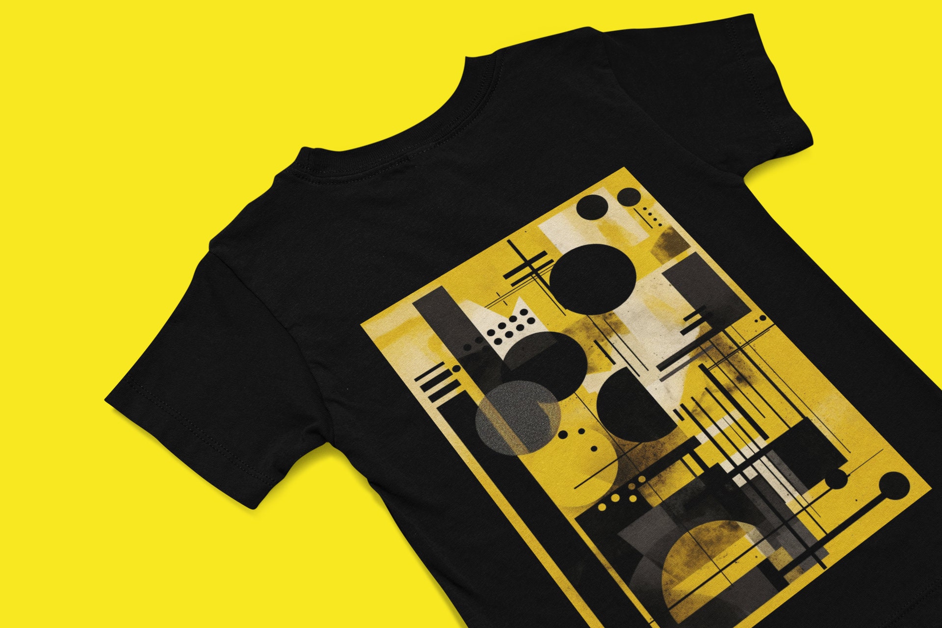 Abstract Shapes T Shirt Neon Yellow and Vantablack Abstract - Etsy Canada
