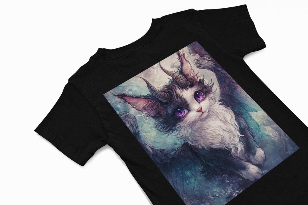 Cute Demon Cat T-shirt, Witchy Familiar Shirt, Gothic Cat Graphic Tee, Wiccan Tee Pagan Shirt ...