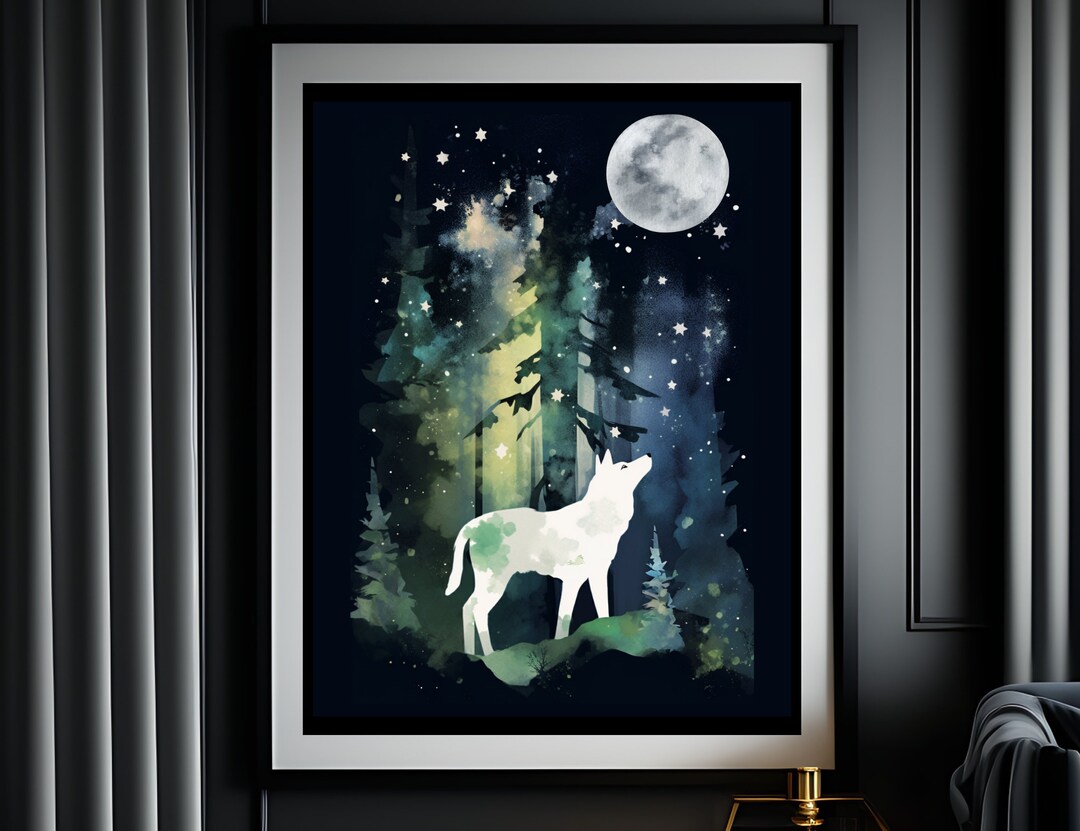 Abstract White Wolf Art Print, Wolve Illustration, Wildlife Art ...
