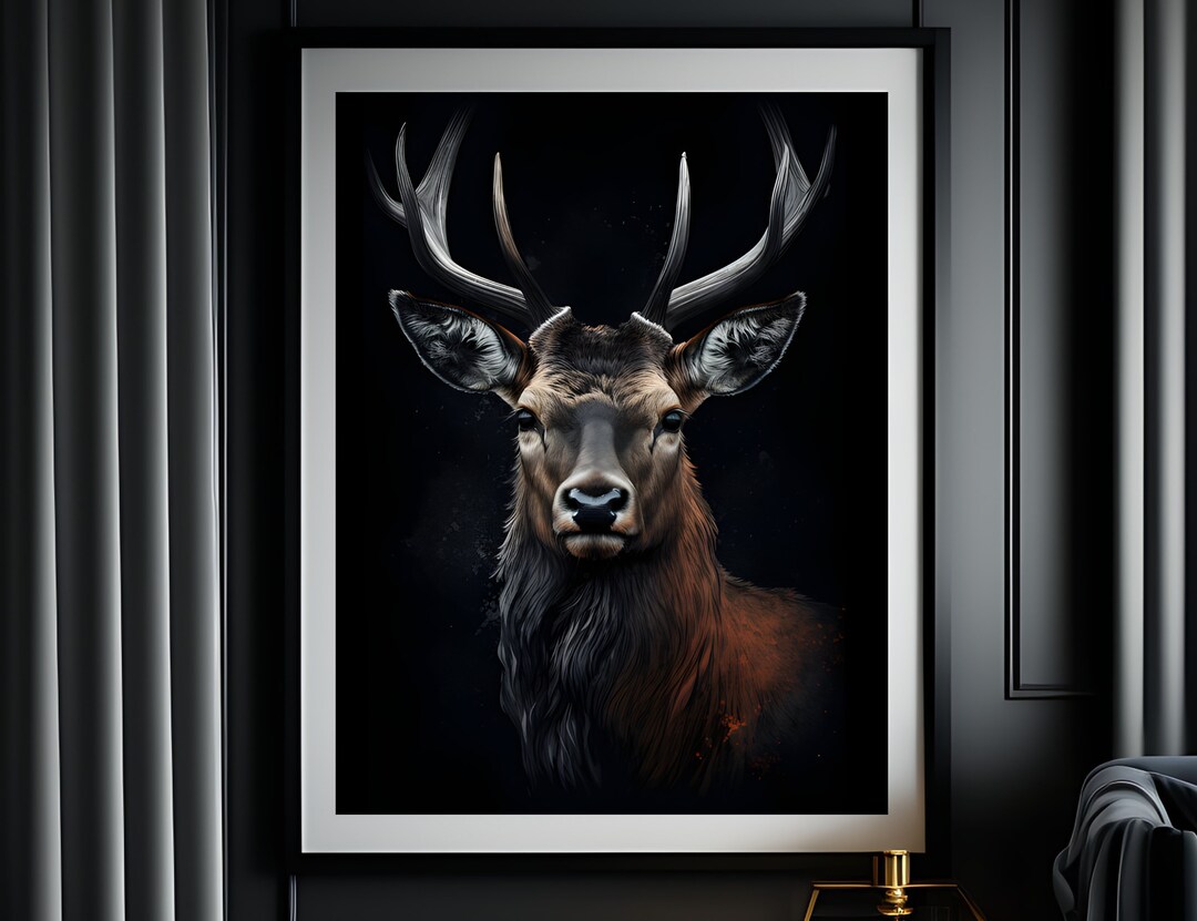 Stag Art Print, Stag Illustration, Wildlife Art, Forestcore Art, Log ...