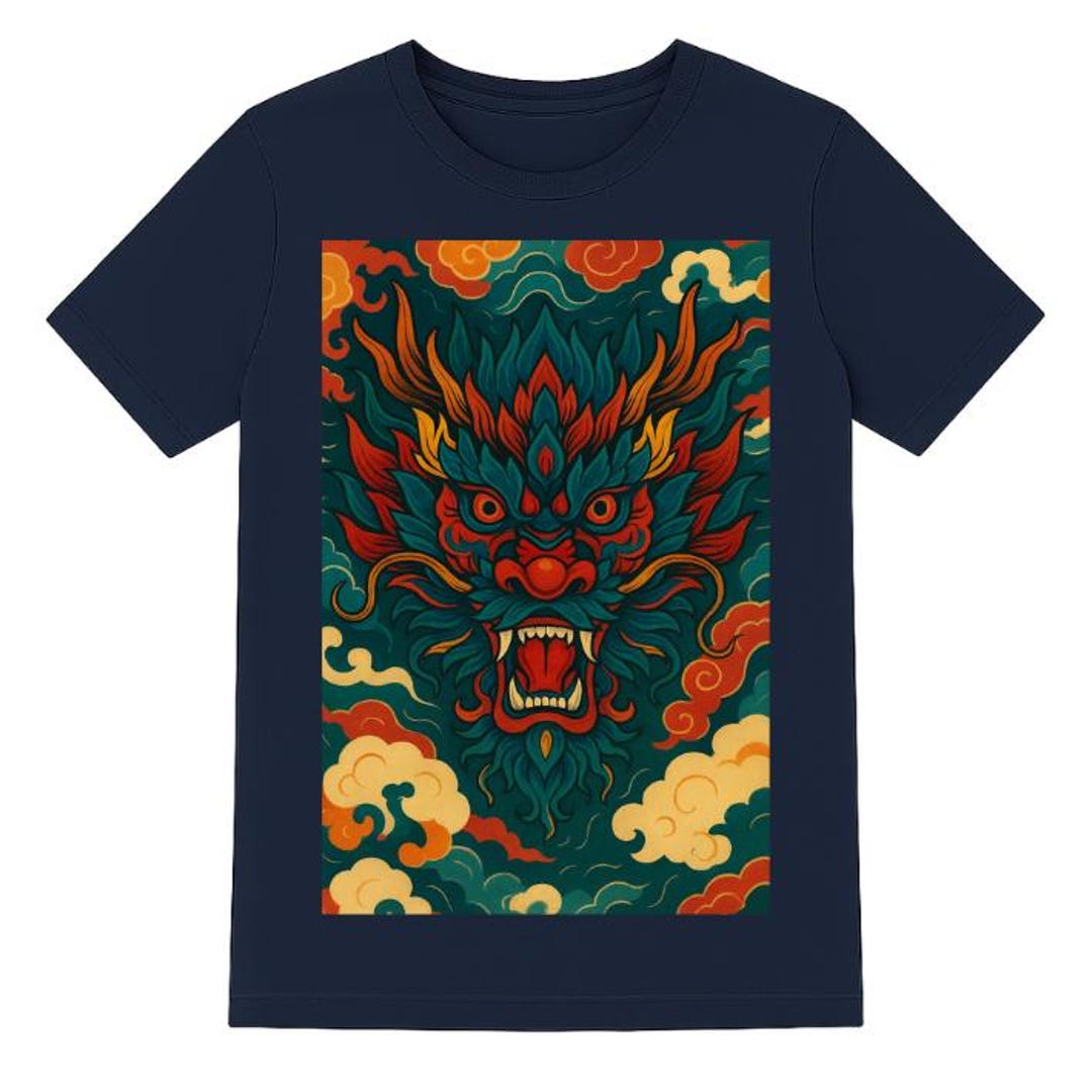 Fiery Dragon Shirt Mythical Asian Dragon Graphic Tee Spiritual Guardian ...