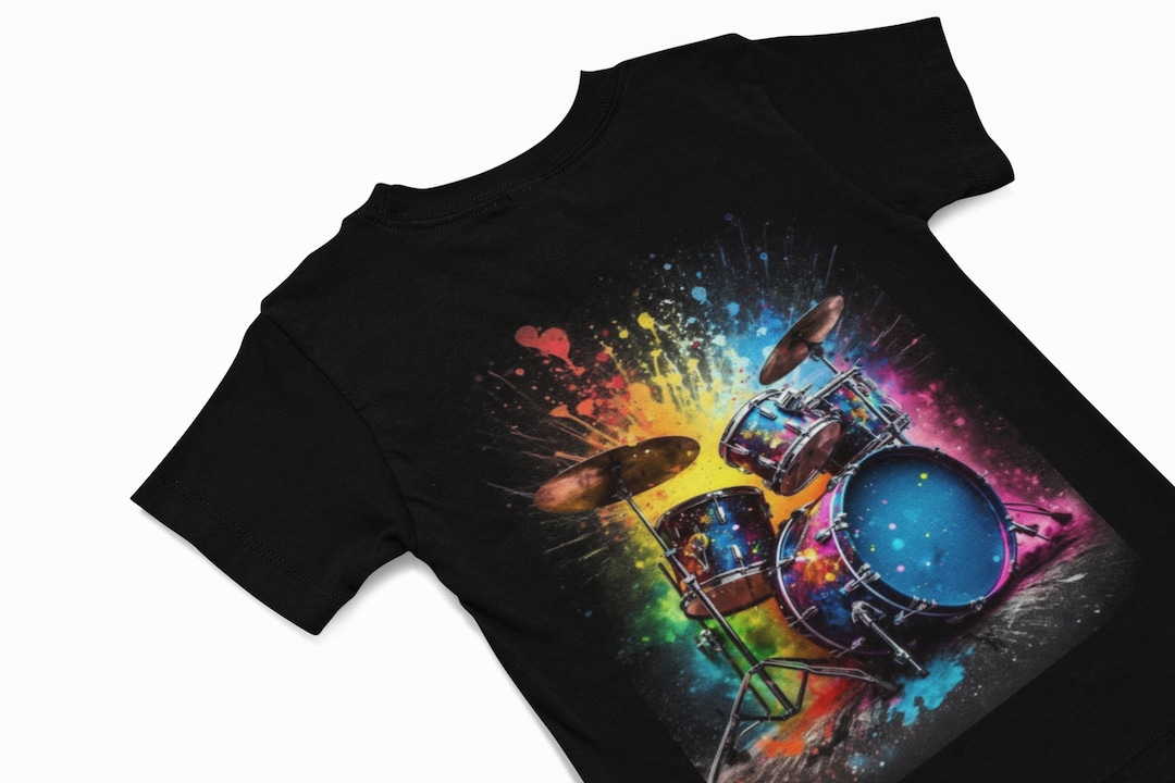 Drum Kit T Shirt - Colourful Graffiti T Shirts - Music Instrument ...
