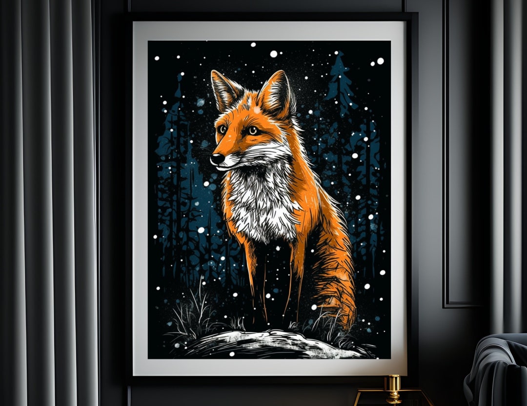Fox in Forest Art Print, Watercolour Fox Art, Wildlife Art, Forestcore ...