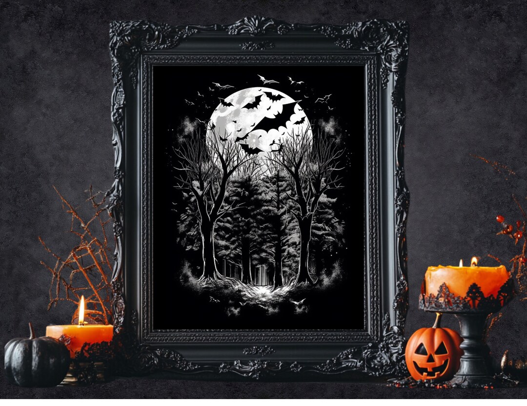 Ethereal Vampire Bat Poster Art, Gothic Halloween Home Decor, Spooky ...