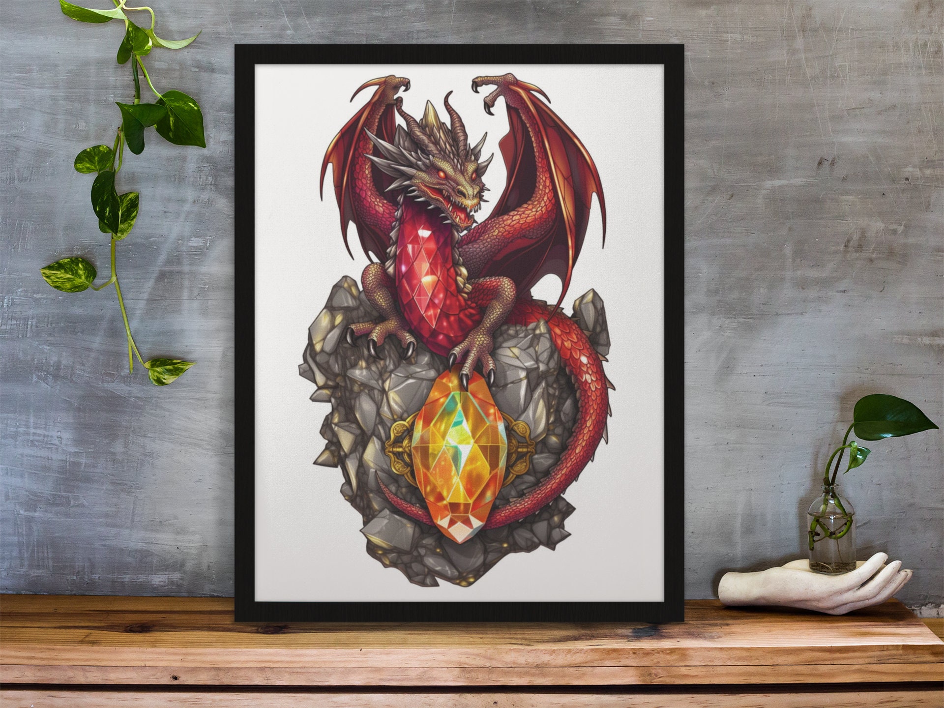 Fire Dragon Art Print Fire Elemental Dragon Art Dungeons and - Etsy