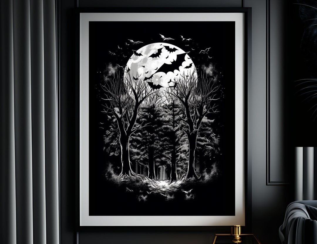 Vampire Bat Art Print, Abstract Watercolour Bat Art, Gothic Home Decor ...