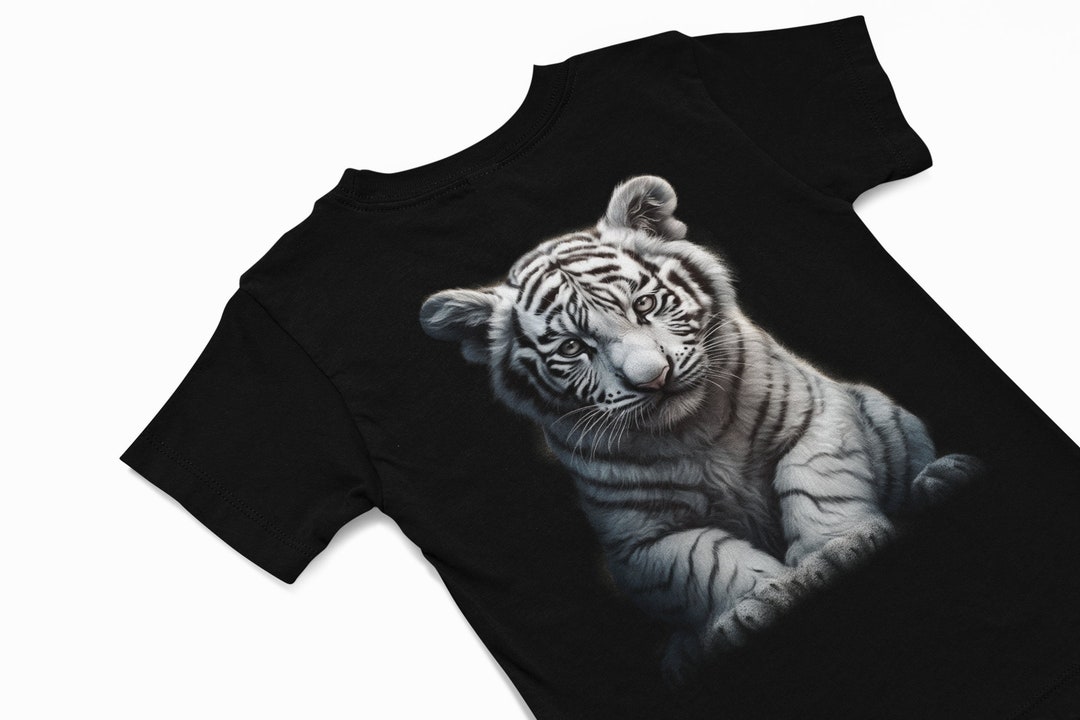 White Tiger Cub T-shirt, Tiger Graphics Tee, Wildlife Apparel, Spirit ...