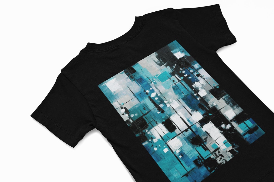 Blue Abstract Shapes T-shirt, Blue and Vantablack Abstract Shapes T ...
