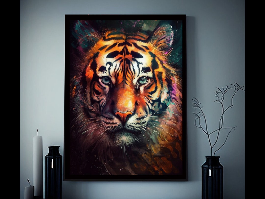 Tiger Art Print, Vivid Watercolour Tiger Art, Jungle Animal Art, Bengal ...