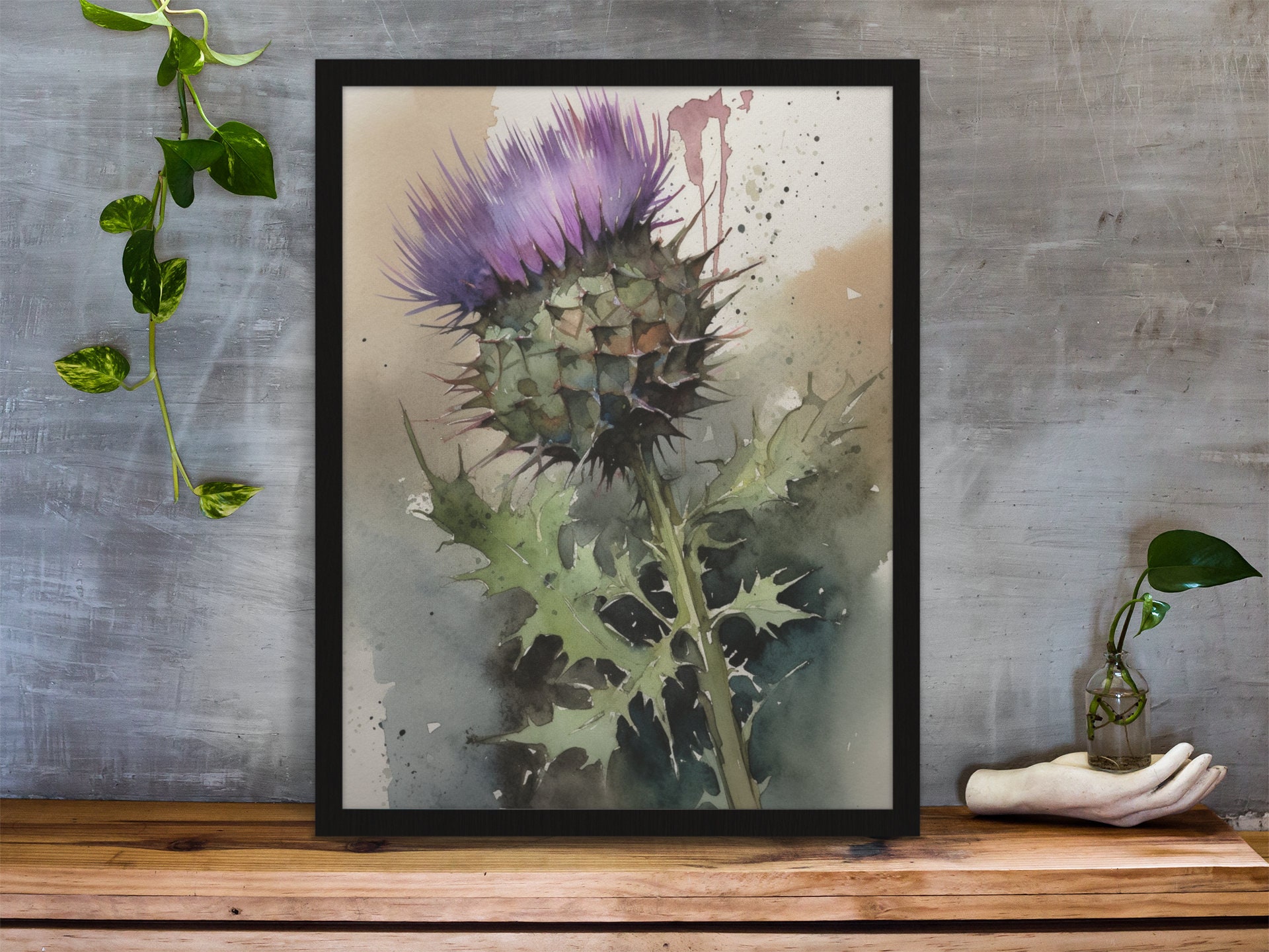 Thistle Flower Art Print, Scottish Watercolour Art, Watercolour Flower ...