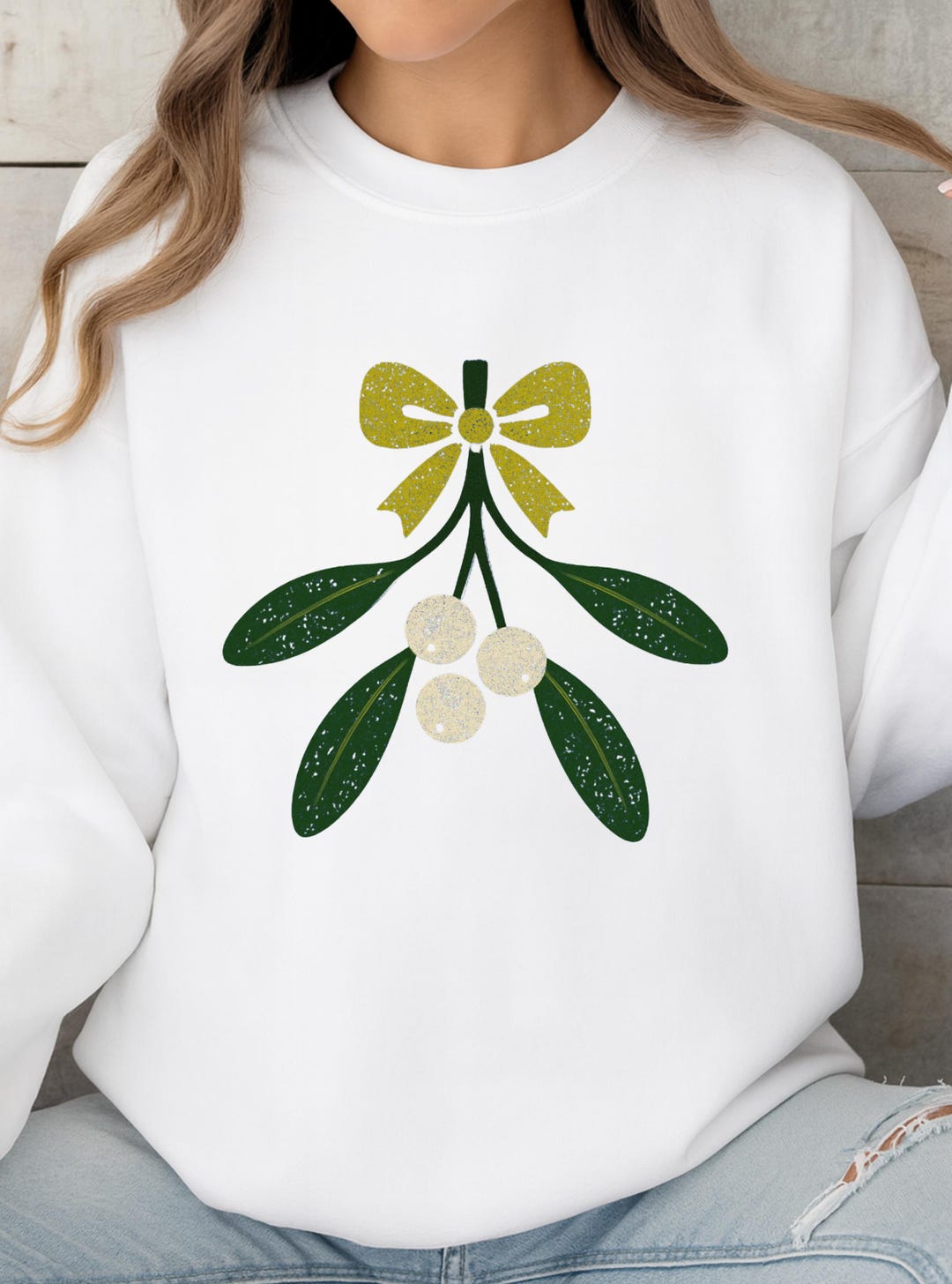 Mistletoe Christmas Sweatshirt • Cute Holiday Mistletoe Bow Sweater ...