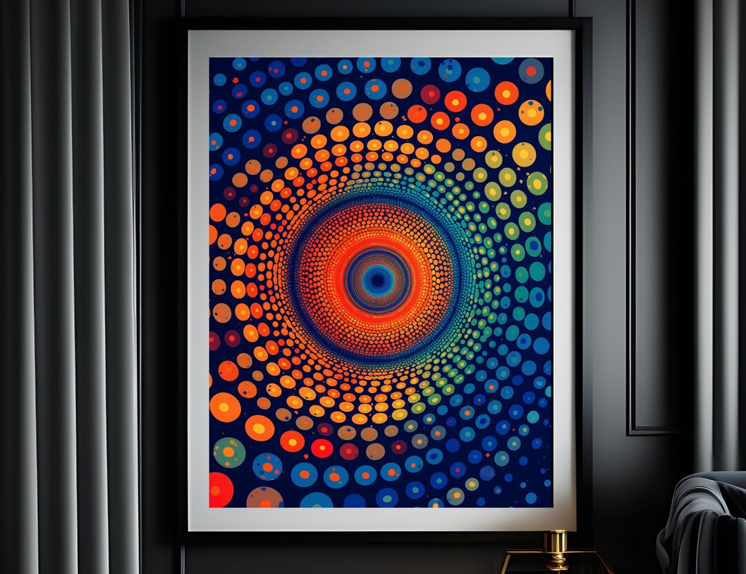 Abstract Rainbow Colourism Dot Art Print, Contemporary Bold Colourful ...