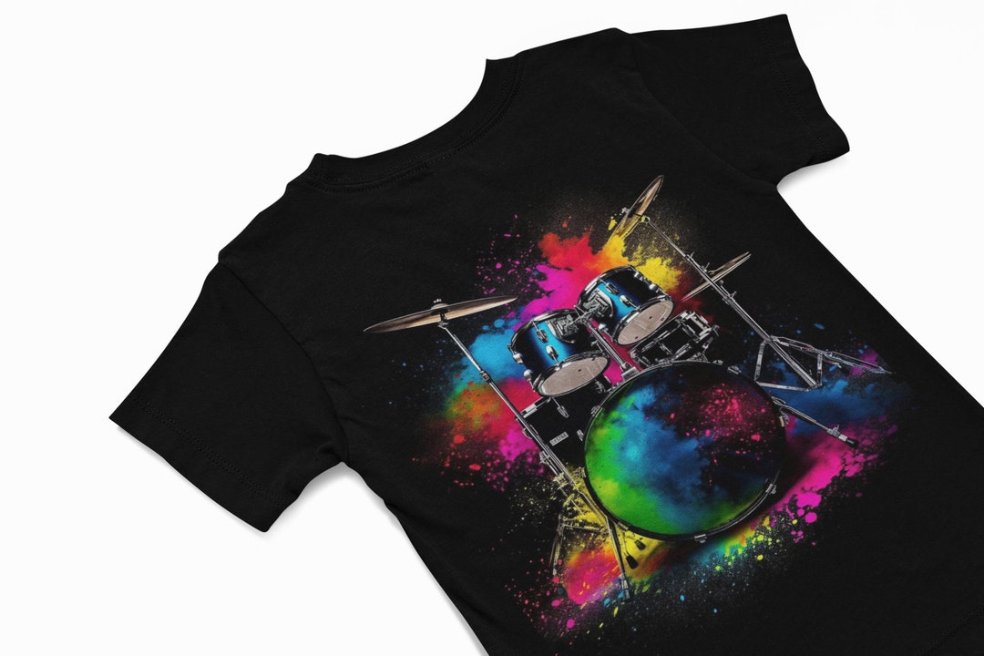 Drum Kit T Shirt - Colourful Graffiti T Shirts - Music Instrument ...