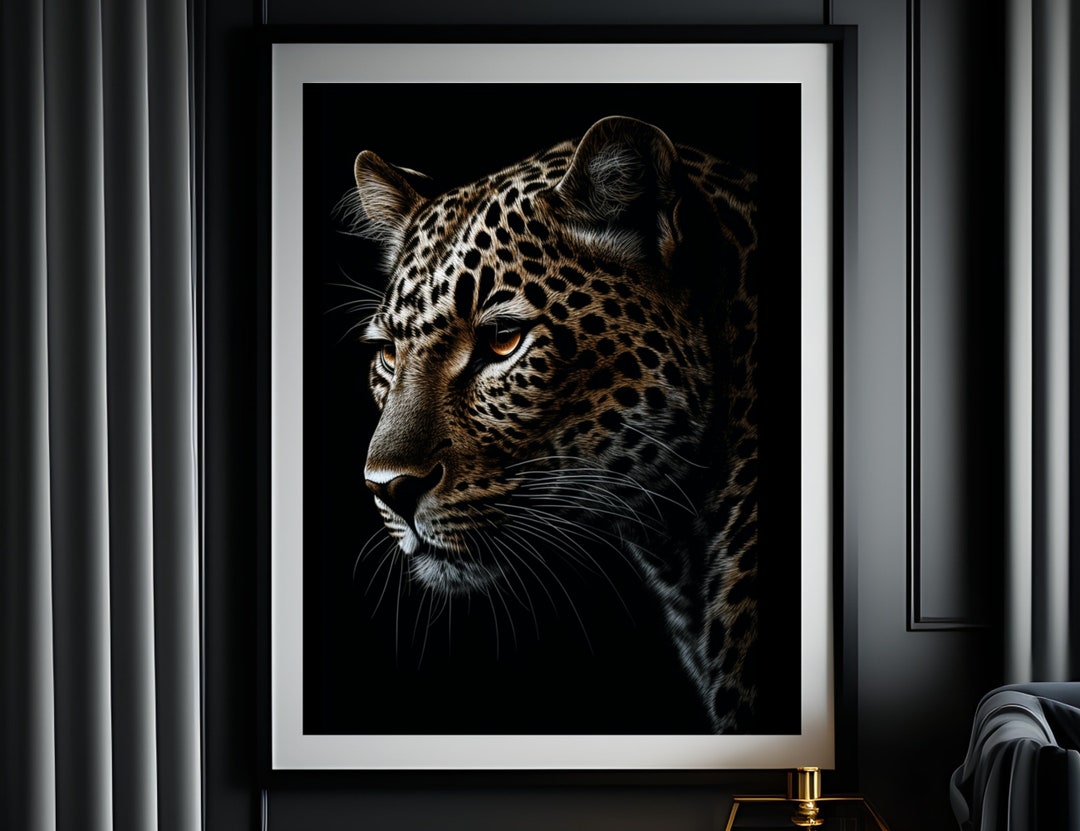 Jaguar Art Print, Watercolour Jaguar in the Shadows Illustration ...