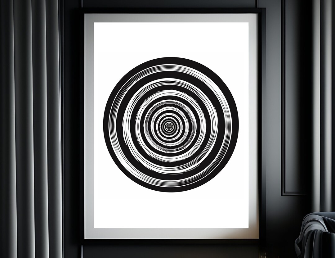 Unique Black and White Circle Art Print, Contemporary Art, Bold ...