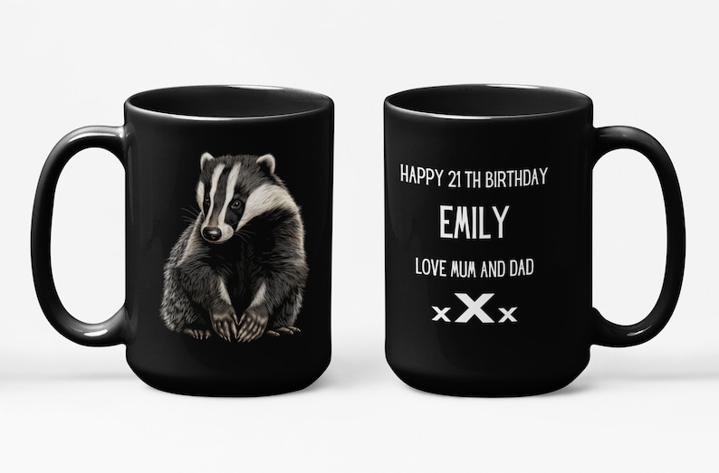 Badger Coffee Mug, Personalised Ceramic Cup, Badger Lover Gift, Girlfriend Wife Gift Idea ...