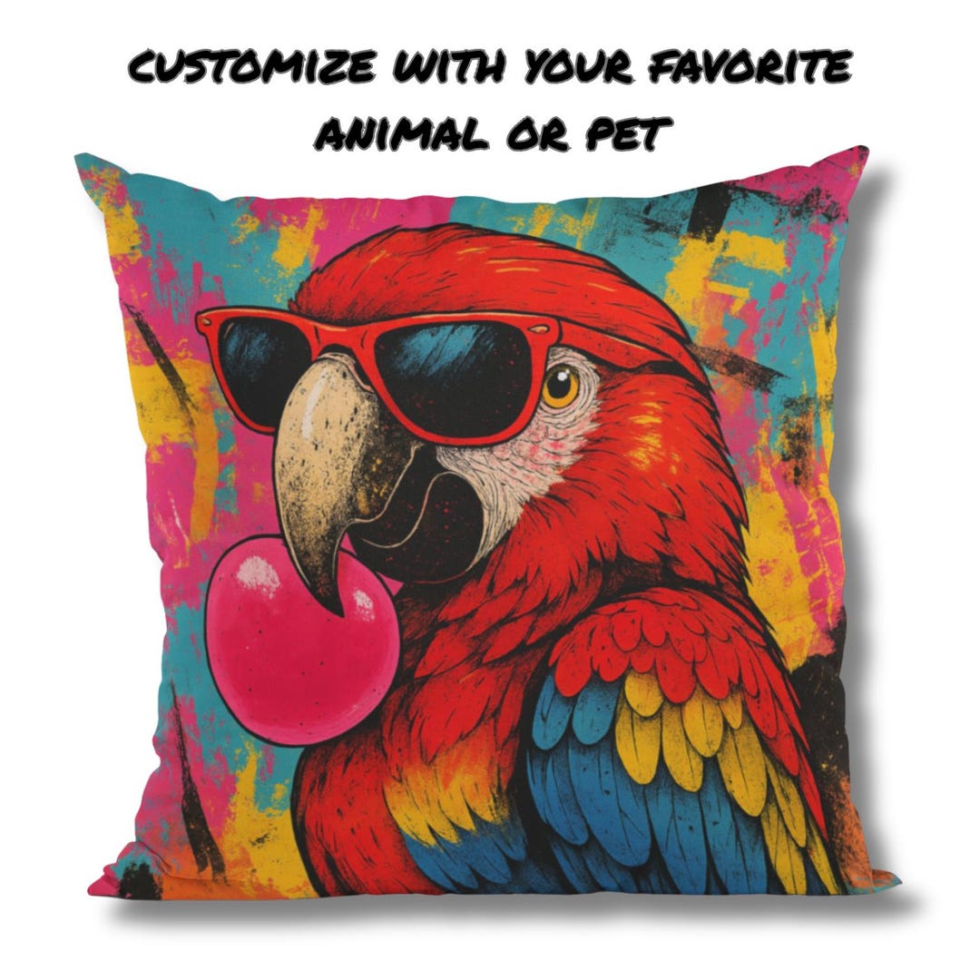 Pet Parrot Pop Art Cushion Cover Funky Animal Pillow Case Slip Wildlife ...