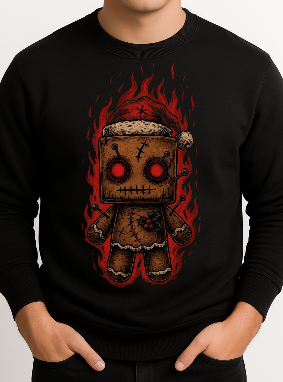 Voodoo Doll Gingerbread Man Gothic Christmas Sweatshirt Witchy Holiday ...