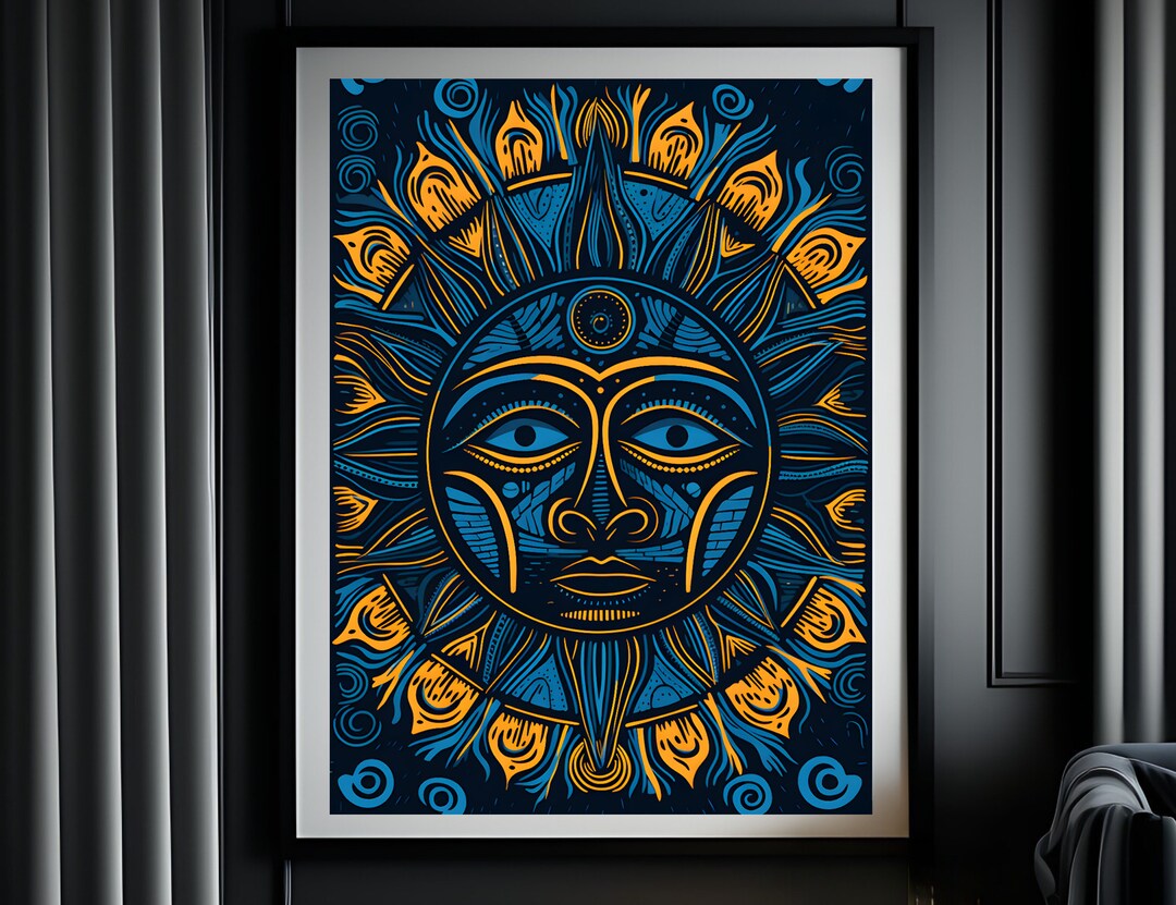 Africa Sun God Art Print, Dot Art, Spiritual Illustration, Mythology ...