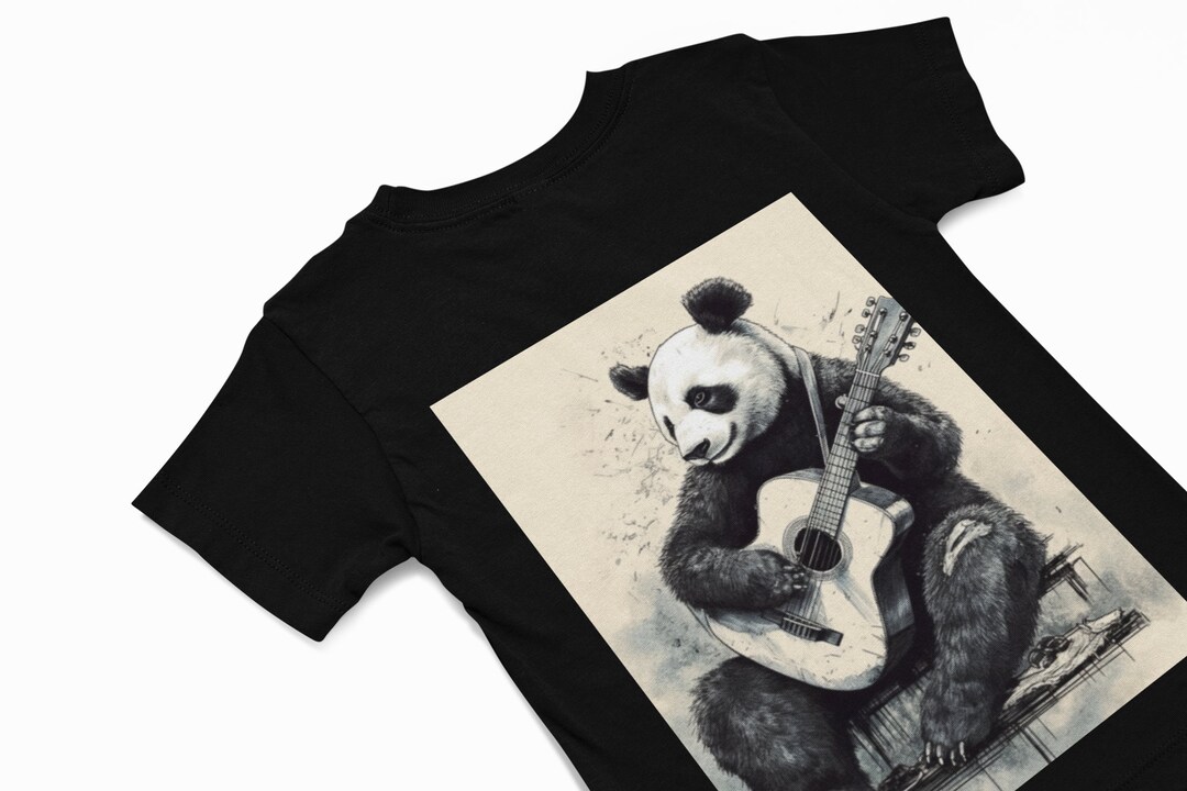 Panda Bear T Shirt Bear Playing the Guitar T Shirts Men's Graphic Shirt ...
