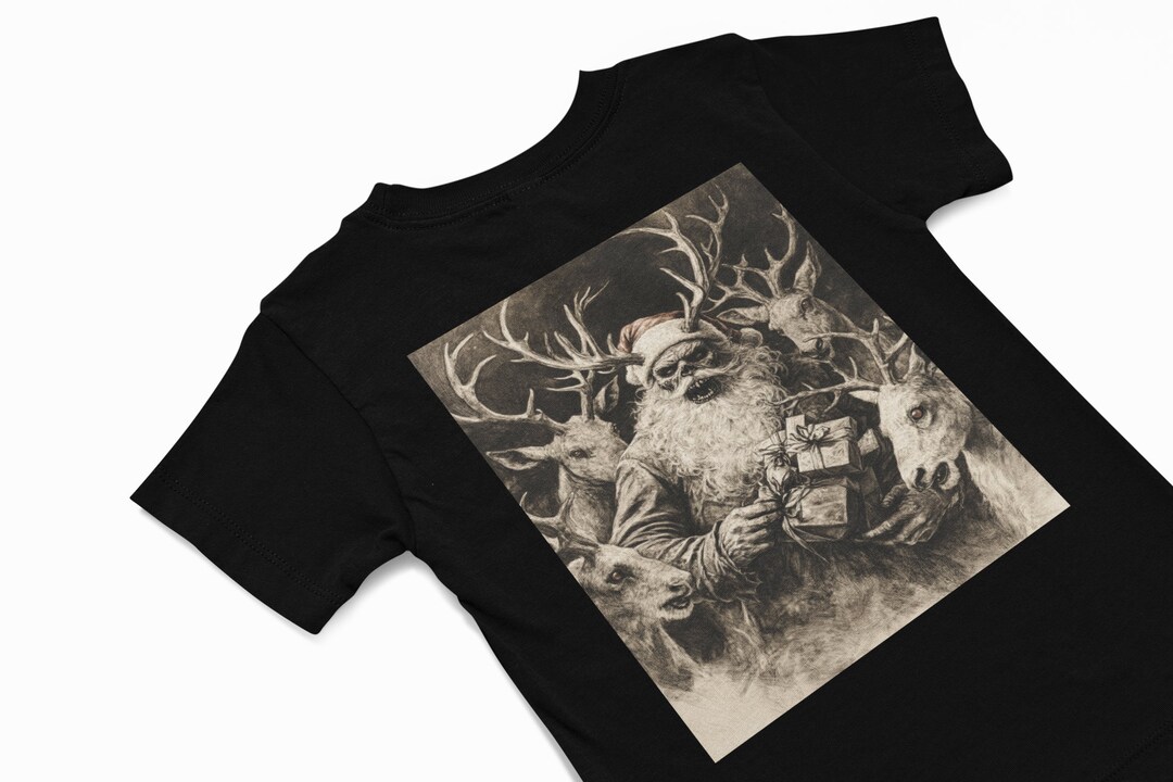 Demon Santa and Reindeer T Shirt, Cryptozoology T Shirt, Demon Tee ...