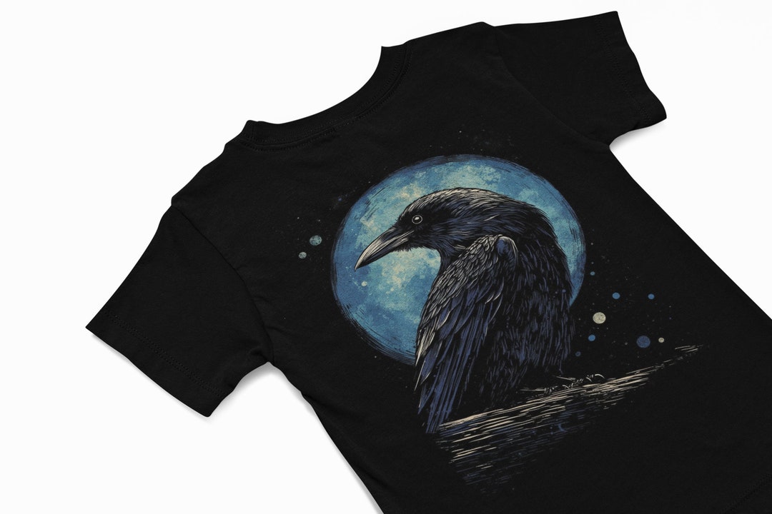 Raven With Full Moon T-shirt, Corvid Tee, Gothic T Shirts, Raven in ...