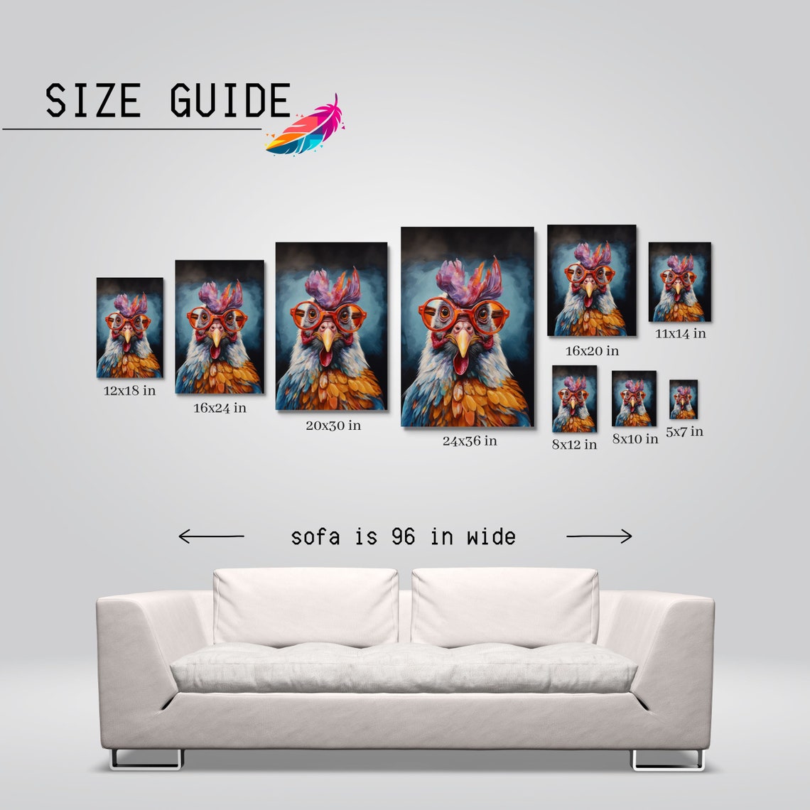 Funny Chicken Wall Art Print, Canoe in Lilies Wall Art, Wall Art ...